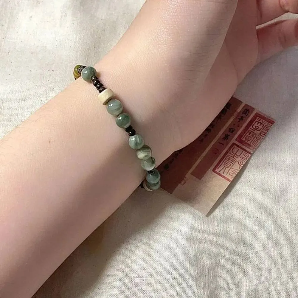 Vintage Chinese Style Beaded Braided Rope Bracelet with White Moonstone ...