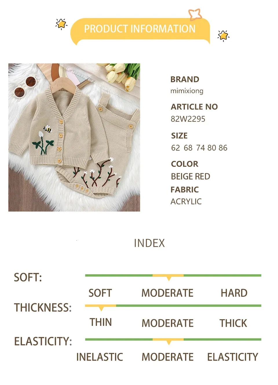 Spaghetti Strap Knitted Acrylic Long Sleeve Baby Girls Floral Dress ...