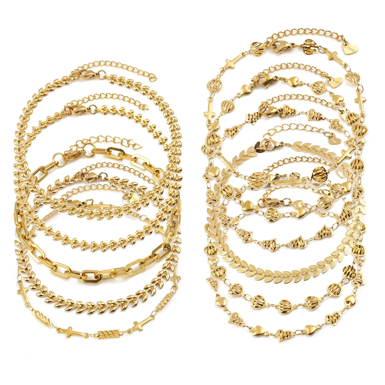 DoreenBeads Stainless Steel Anklet Gold Color for Women Beach Foot ...