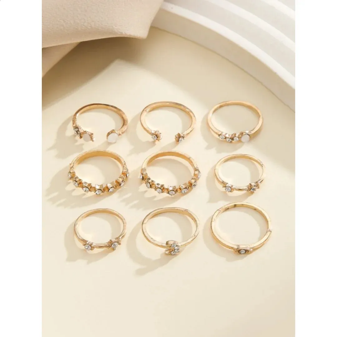 Simple Crescent Star Horn Knuckle Ring Set 9-Piece for Women, Cowboy ...