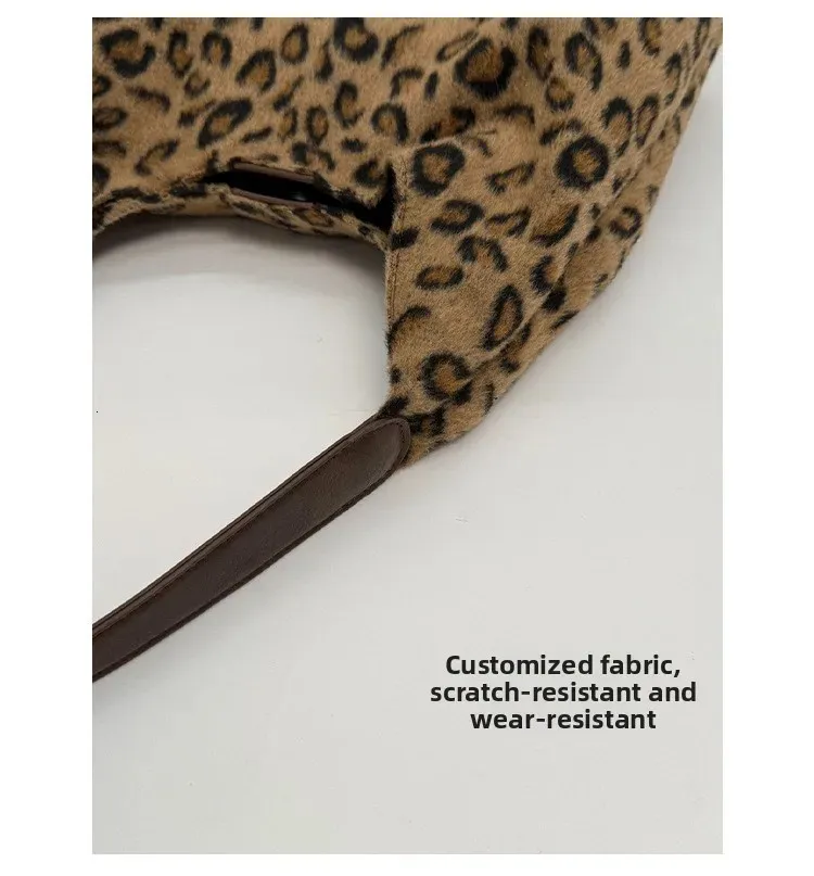 Leopard Print Furry Top Handle Bag Mini PU Shoulder Bag with Zipper ...