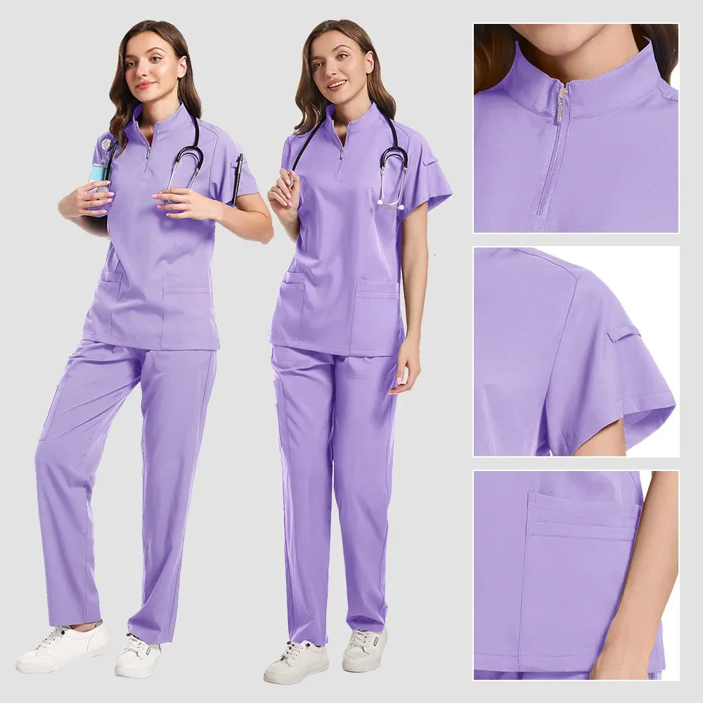 Doctor Nurse Uniforms Woman Scrub Set Sleeveless Vest Acetate Jersey ...