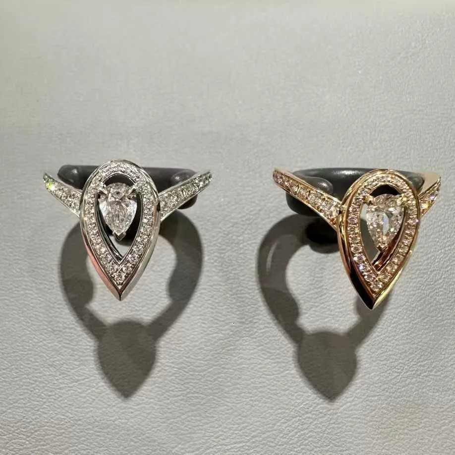 Water Drop Zircon Ring for Women Size 7 Copper with White and Rose Gold ...