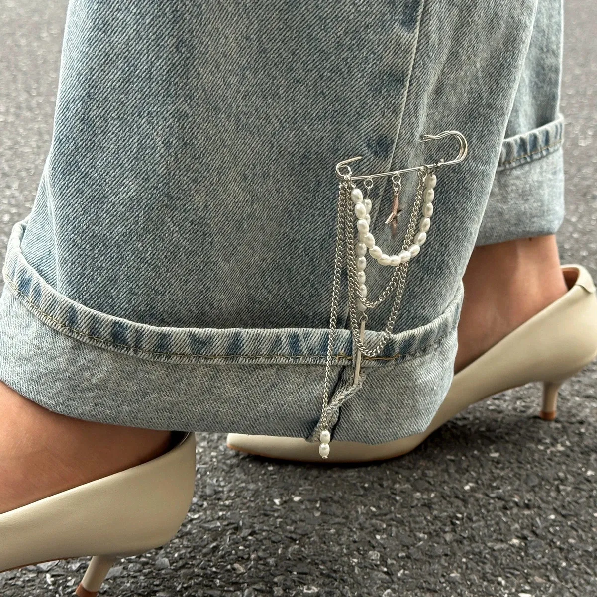 Handmade Beaded Baroque Pearl Brooches Gold for Women Tassel Chain ...