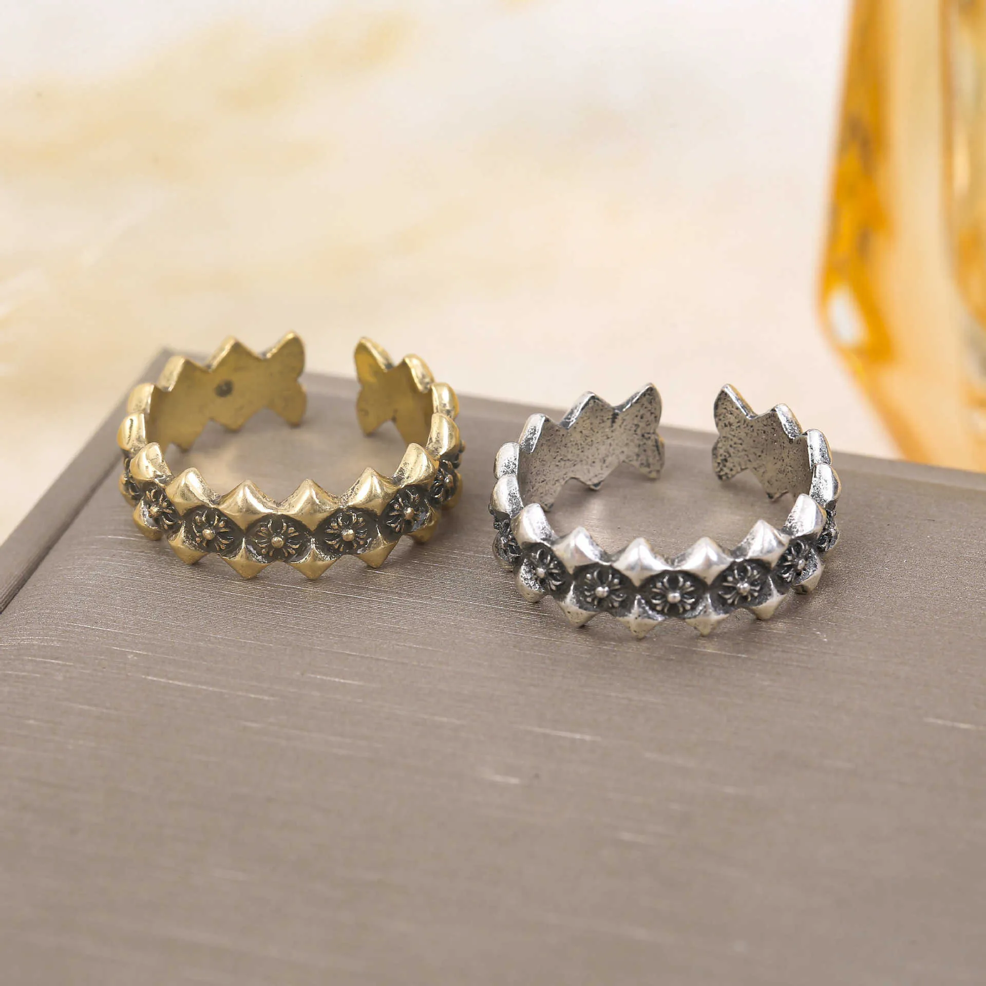 Unisex Silver-Plated Copper Cross Ring with Coral Stone and Heart ...