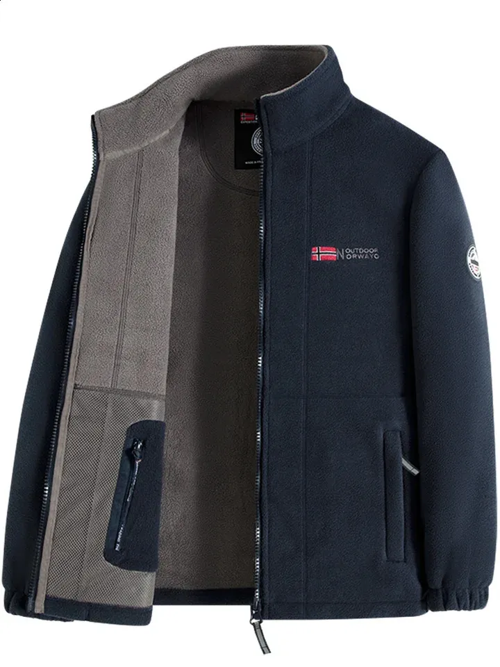 Outdoor Norway Navy Blue Fleece Jackets Zip Up Warm Outdoor Wear With ...