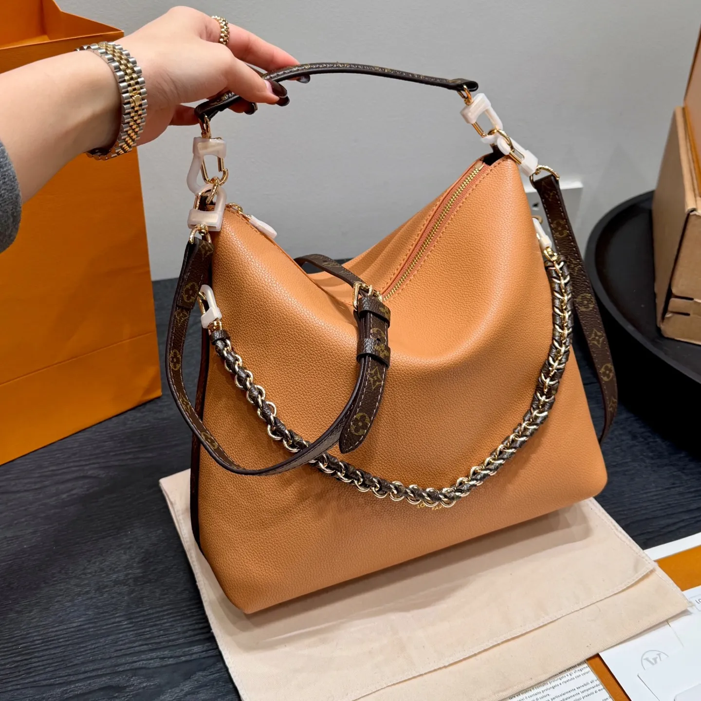 Multipass tote handbag leather multi pocket crossbody shoulder bag with ...