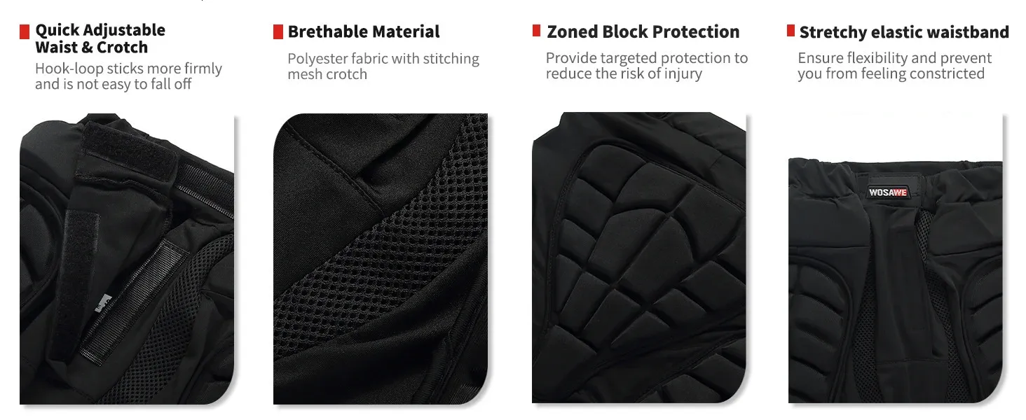 WOSAWE Motorcycle Armor Shorts Waterproof Padded Hip Protector for Men ...