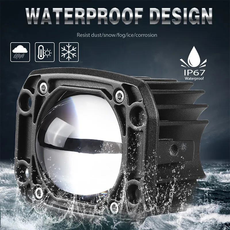 2X Flush Mount 3 in LED Work Light Bar White Yellow Offroad Driving Fog ...