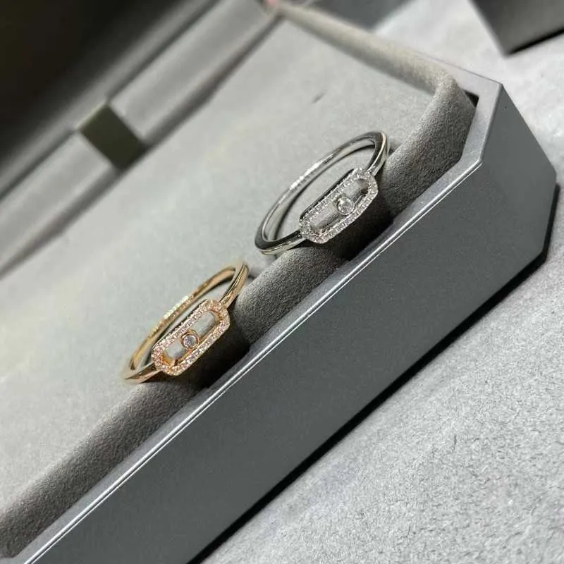 Single Diamond Sliding Hollow Ring for Women Small Size 18K Rose Gold ...