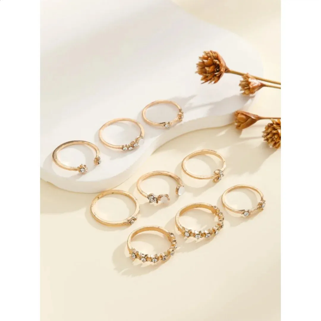 Simple Crescent Star Horn Knuckle Ring Set 9-Piece for Women, Cowboy ...