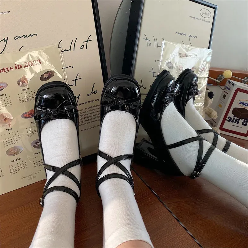 Red Mary Jane Women Pumps Wedge Heel Leather Square Toe Shoes for ...