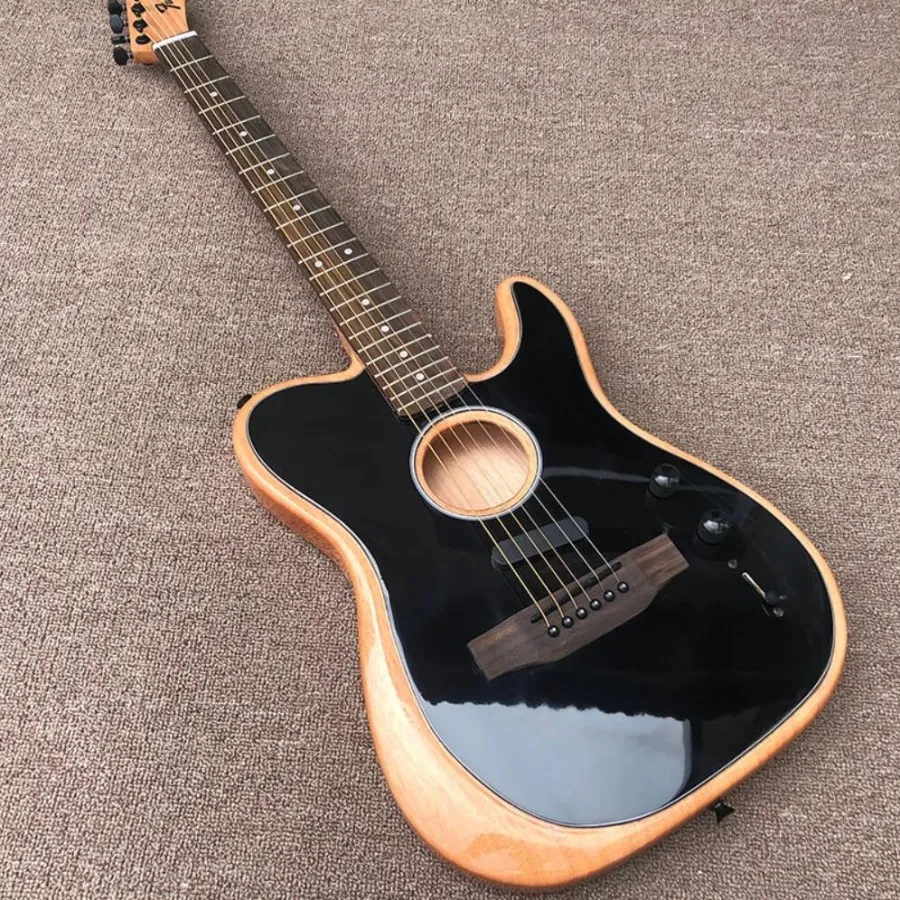 Custom Shop Acoust Electric Guitar Gloss Black, Spruce Top, Deep C ...