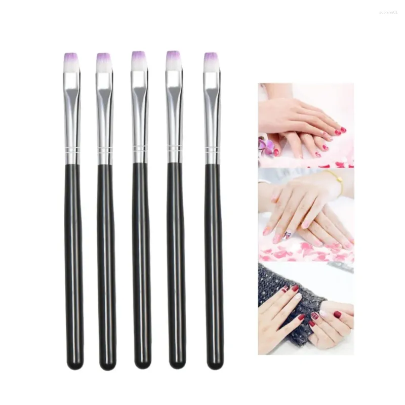 Nail Brush Single Piece Short Black Handle Flat Tip Nylon UV Gel Art ...