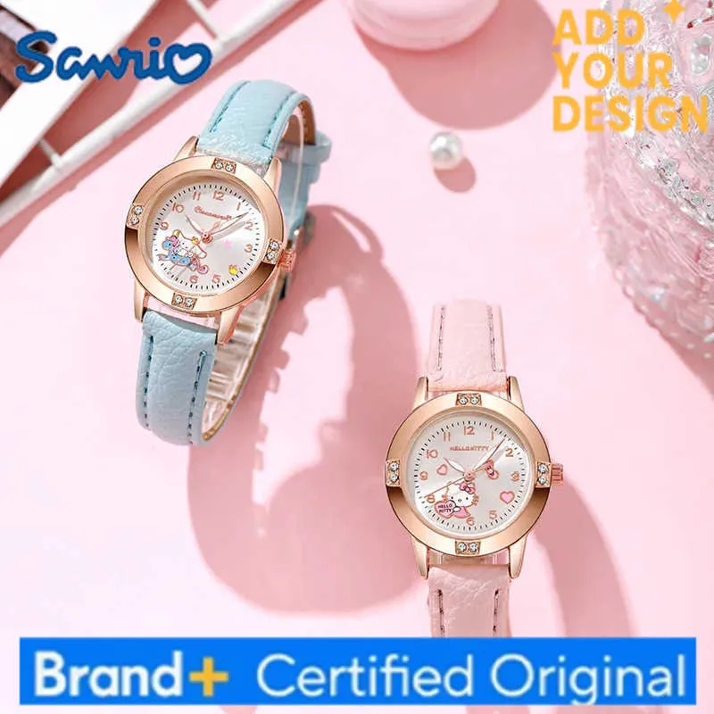 Hello Kitty Quartz Watch with Leather Fabric Band and Acrylic Animal ...