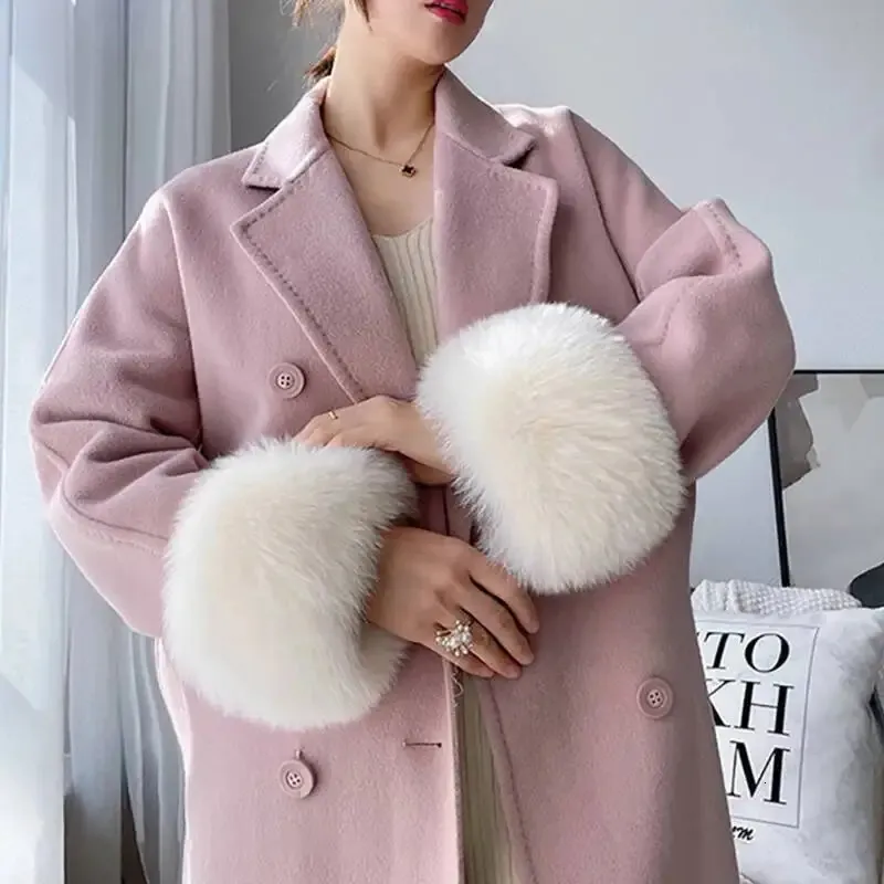 Women Unisex Silk Fur Cuffs for Sleeves Red Long Winter Wrist Covers ...