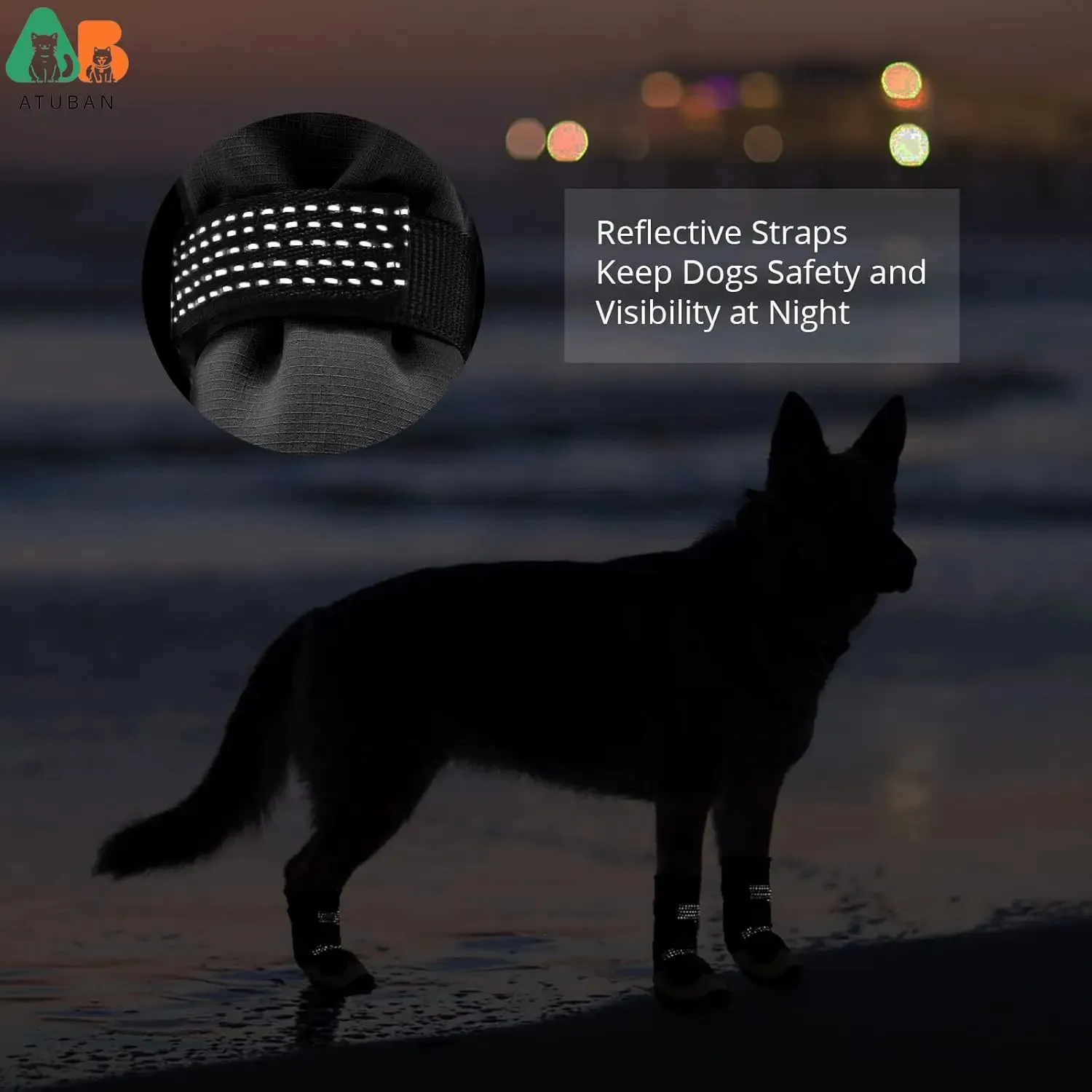 ATUBAN Waterproof Dog Shoes PU Material Anti-Slip Paw Protectors for ...