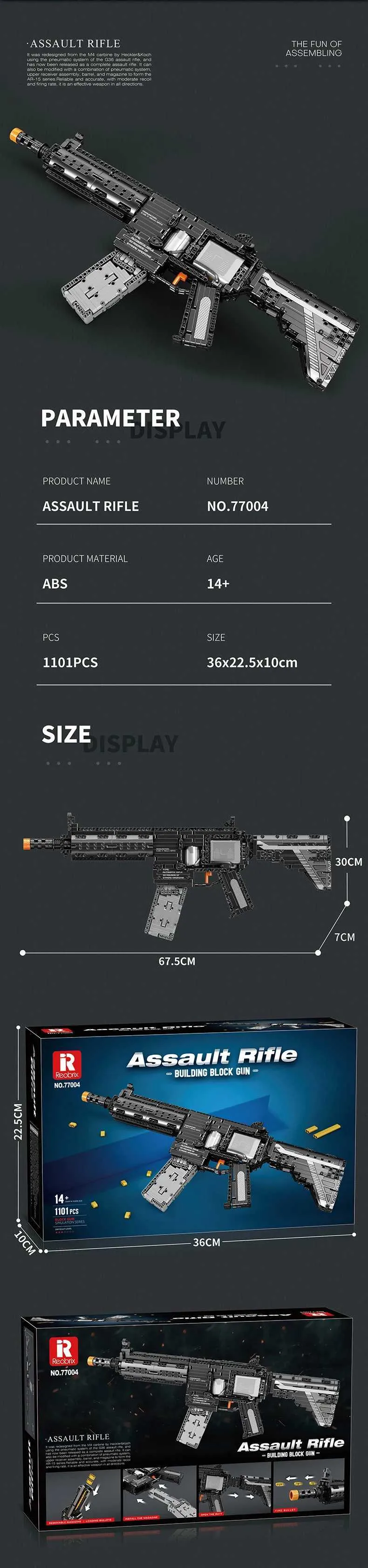 Wooden Foam M416 Rifle Building Block Model Military Weapon Puzzle Toy ...