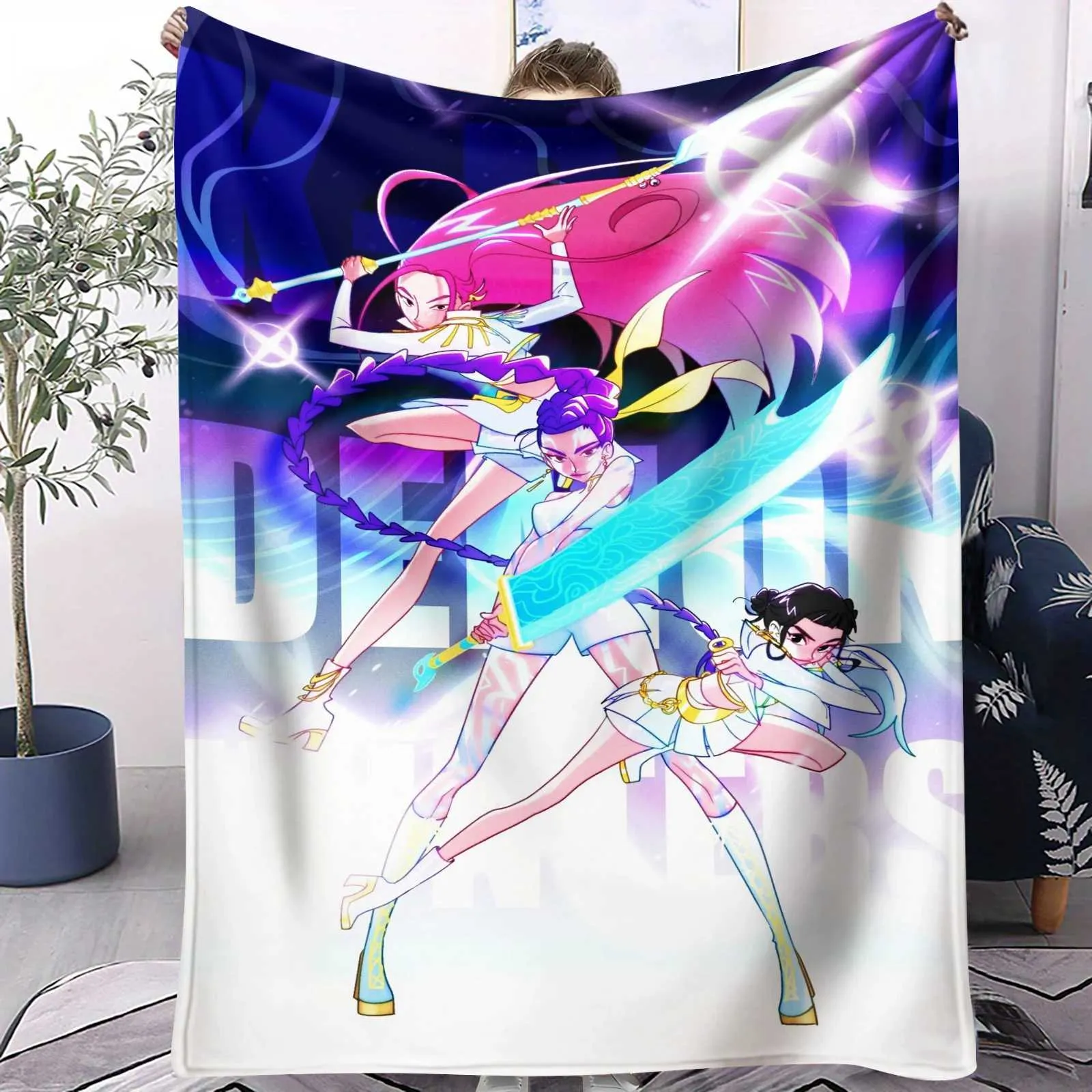 Anime Flannel Throw Blanket 59 × 78.7 in 150 × 200 cm Polyester Acrylic ...