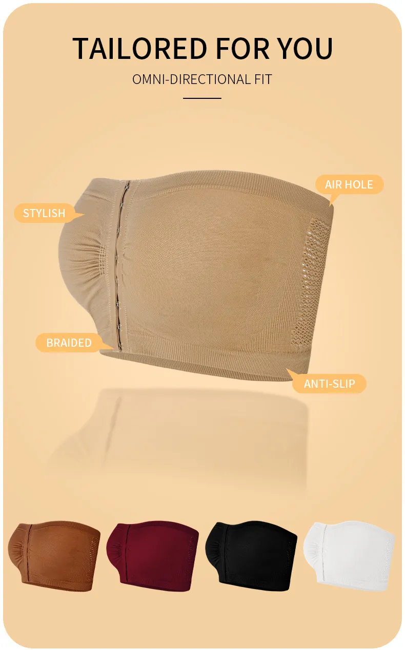 Women's Strapless Bra Bust Shaper Plus Size Front Closure Bandeau Bra ...