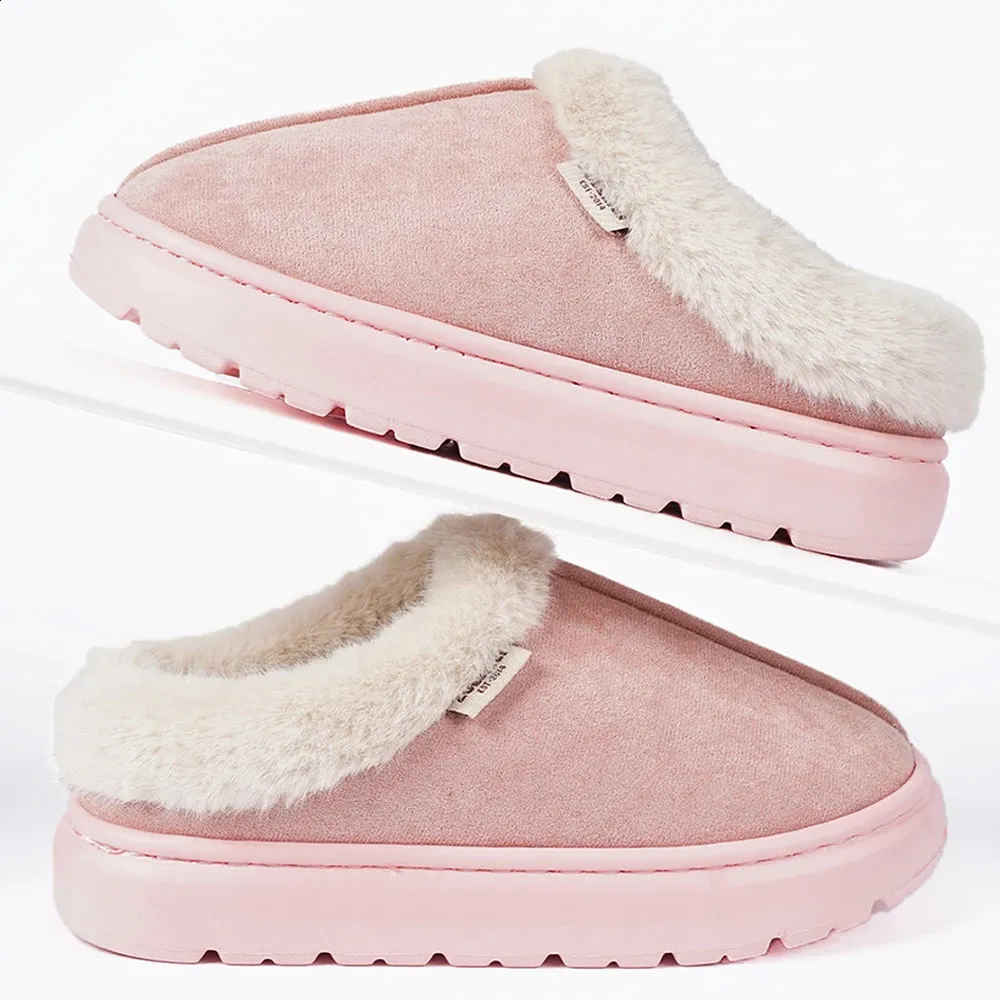 Litfun Platform Womens Fluffy Plush Cotton Slippers Pull On Closure ...