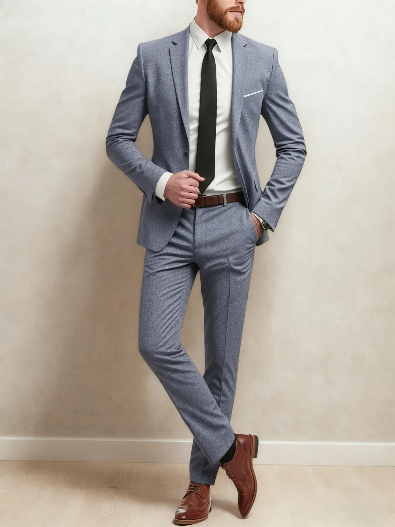 Mens Corporate Clothing Polyester Fiber Pant Suit with Button Closure ...