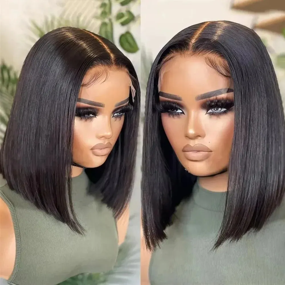 13x4 Lace Frontal Short Bob Wig Glueless 360 Full Lace Front Brazilian ...