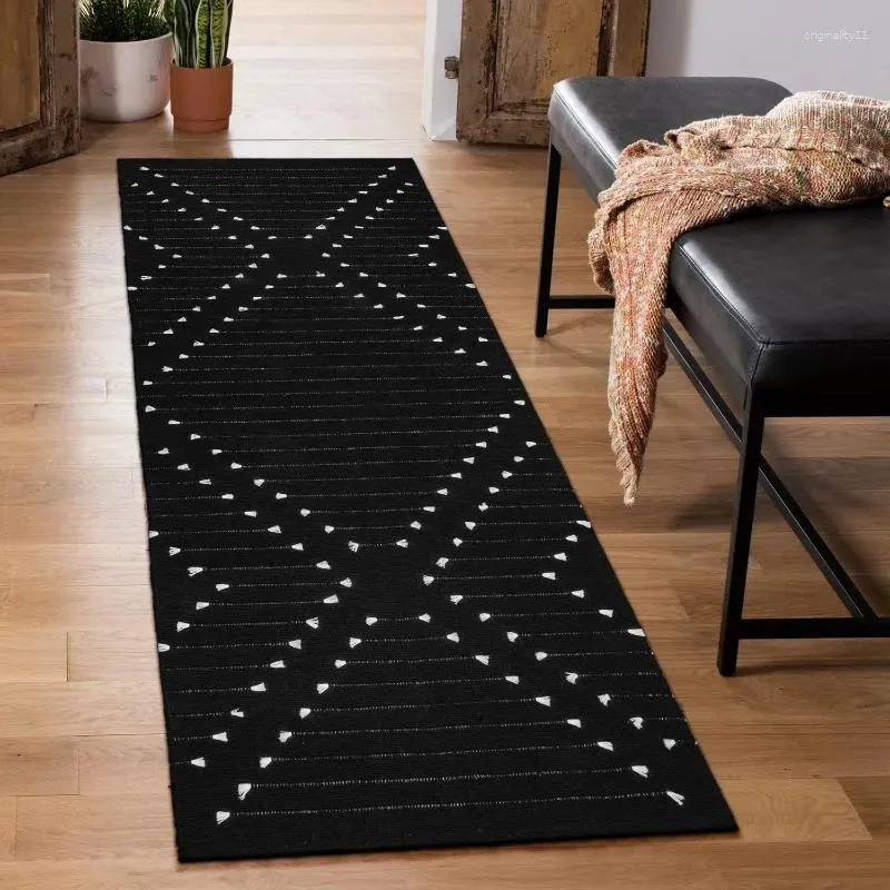 Non-slip Geometric Line Print Polyester Runner Rug for Hallway, Living ...