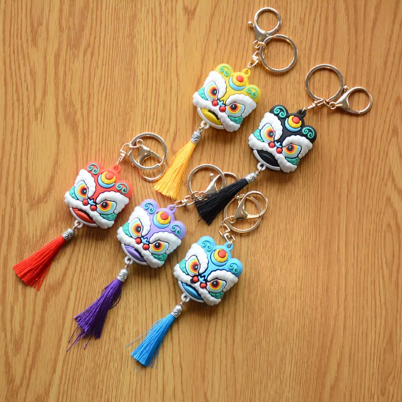 Silicone Lion Dance Keychain Pendant with Tassel Simple Chinese Style ...