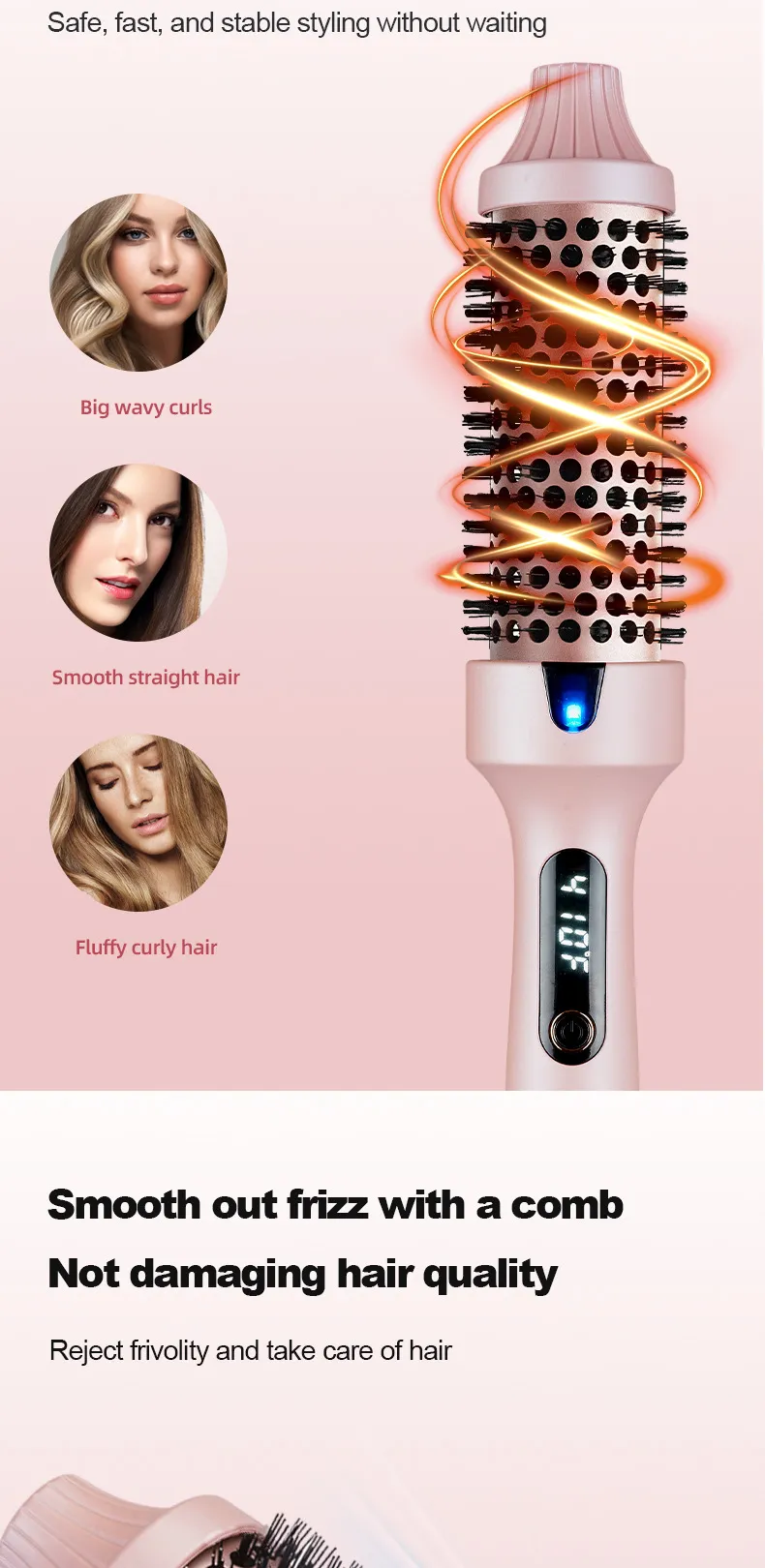 Hot Brush Volumizer 2-in-1 Curling and Straightening Iron with ...