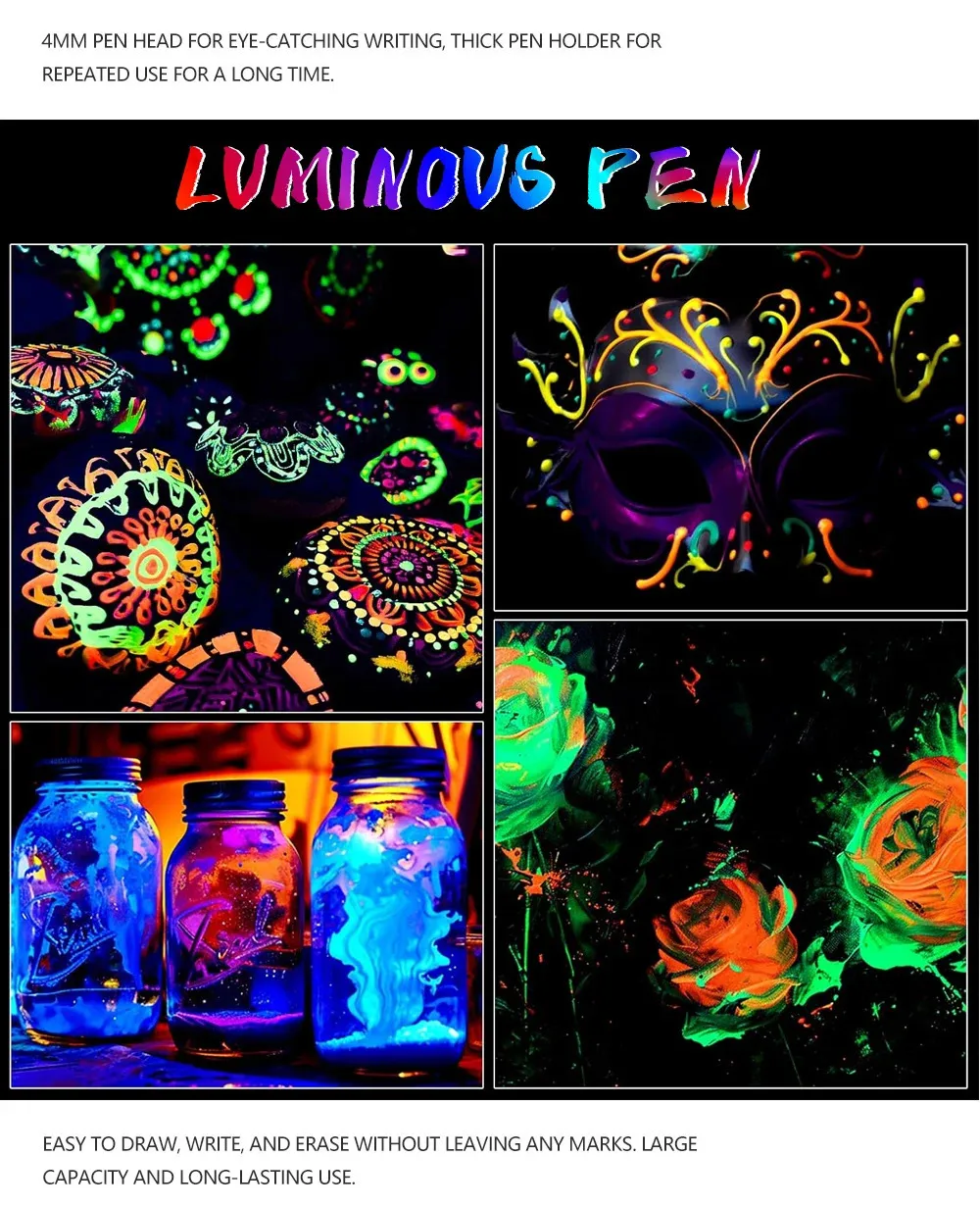 Set Fluorescent Pen Glows At Night Highlighter Markers Christmas ...