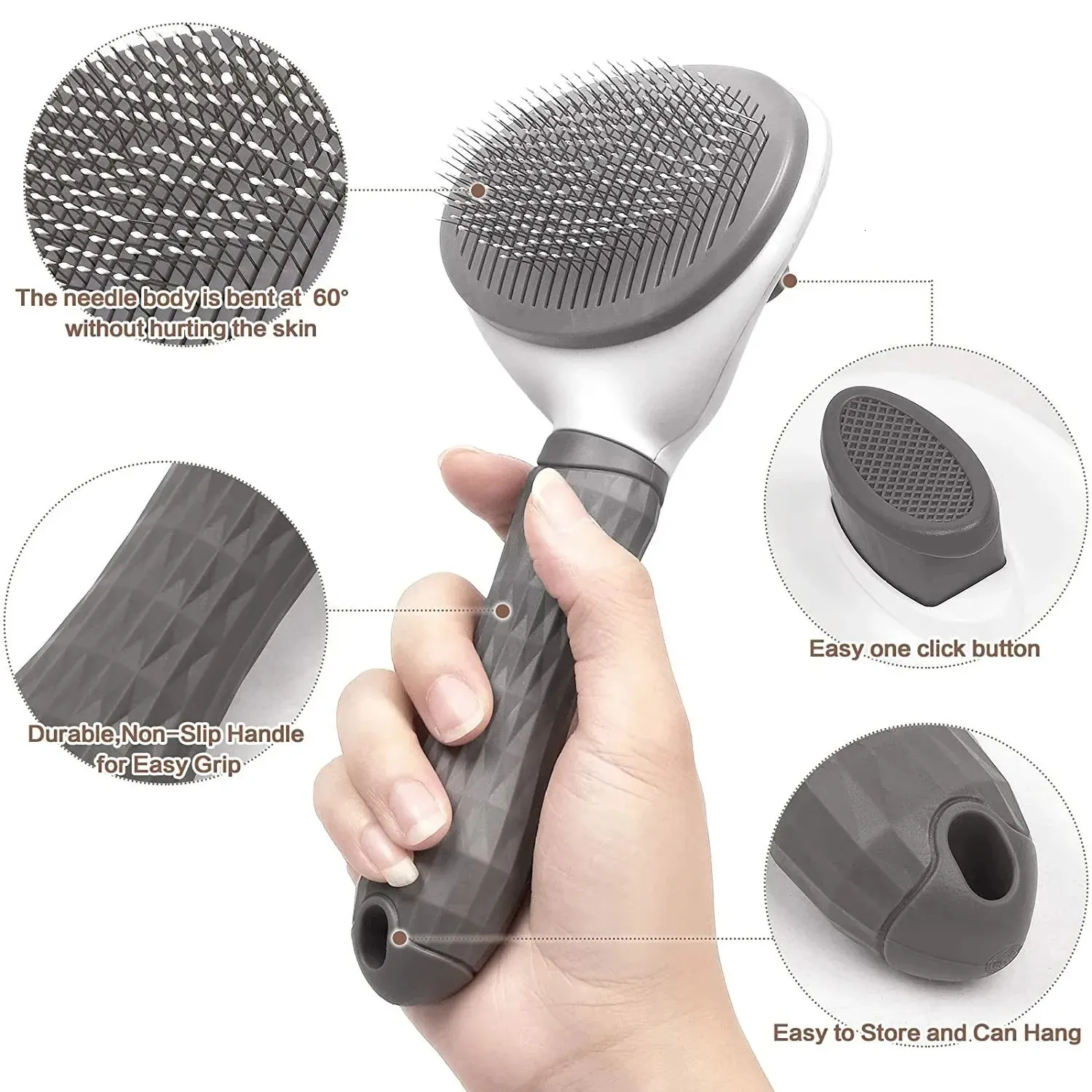 Pet Fur Remover Brush Plastic Self-Cleaning Dog Hair Detangler and ...