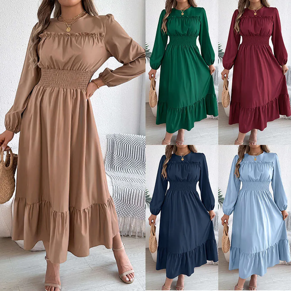 YINRULAN Women's Fashion: Elegant Ruffled Waist Pleated Long Smocked ...