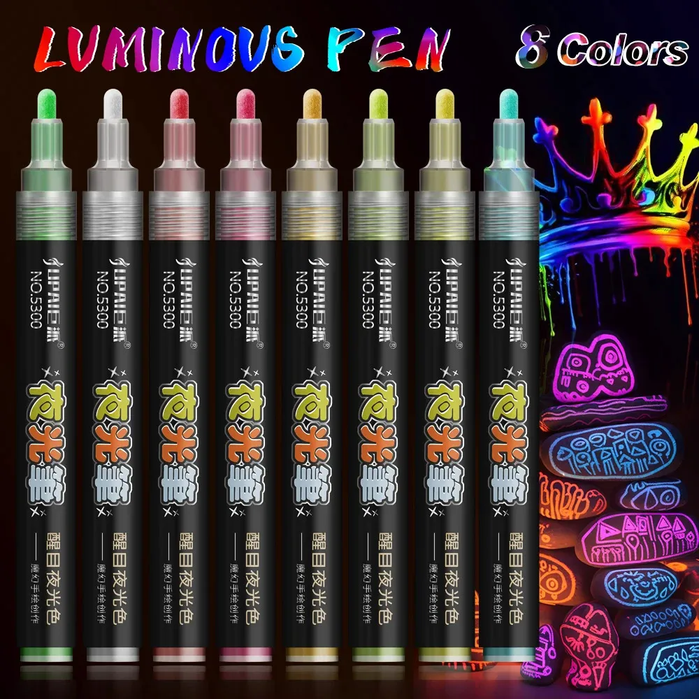 Set Fluorescent Pen Glows At Night Highlighter Markers Christmas ...