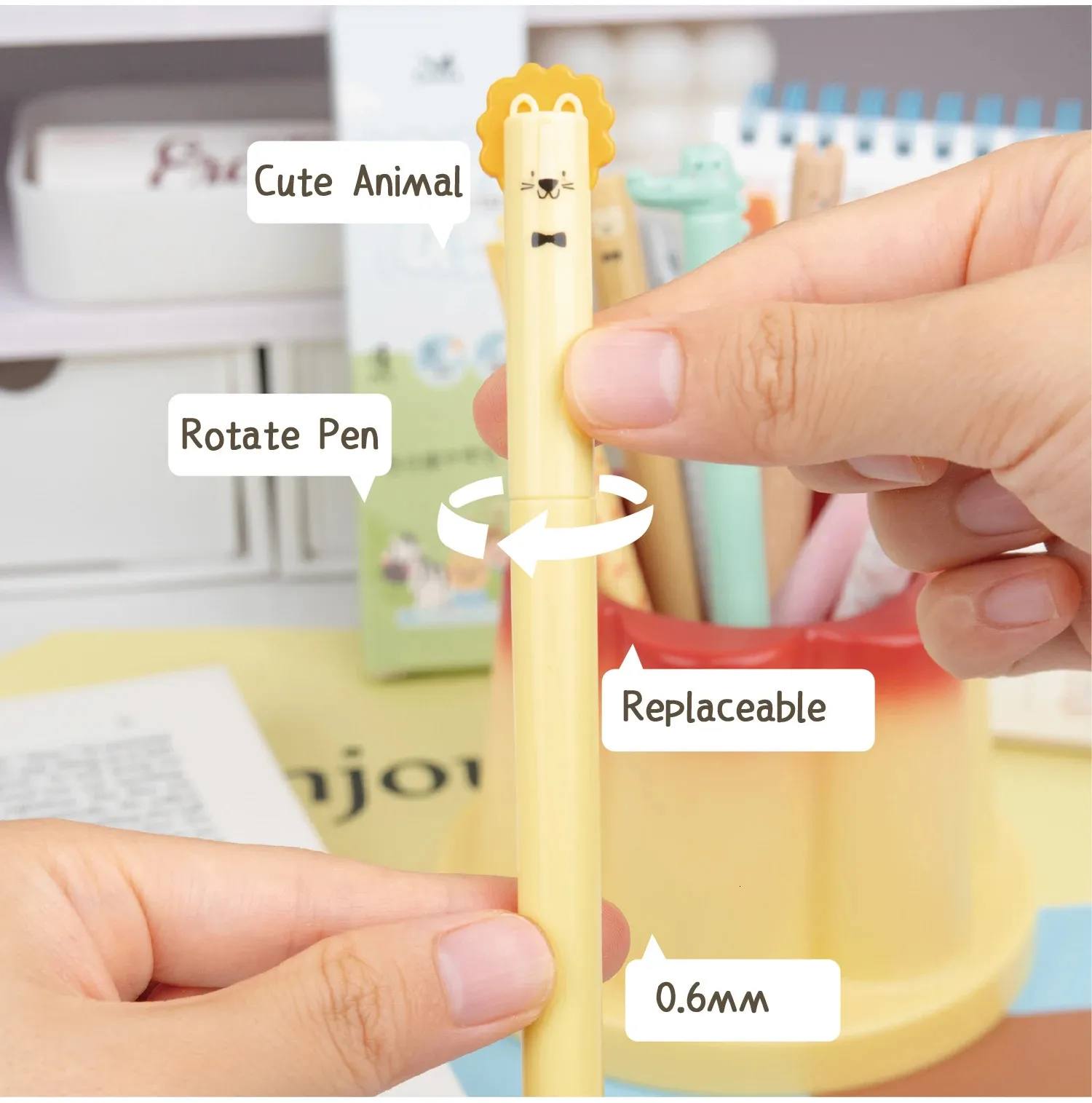 Cute Cartoon Animal Erasable 0.5mm Blue Ink Gel Pens for Kids School ...