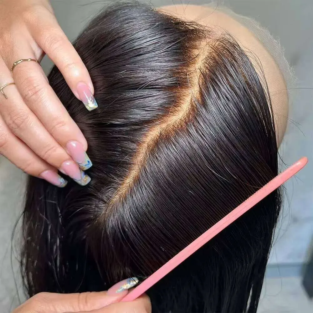 100% Human Brazilian Black Bone Straight Raw 5x5 Hd Lace Wig 32 Inch ...