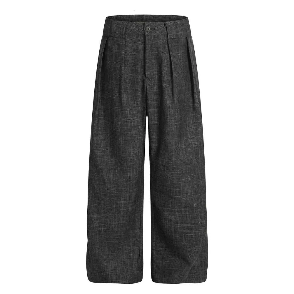 Men's Long Wide Leg Jeans with Zipper Fly Closure in Cotton Blend Plaid ...