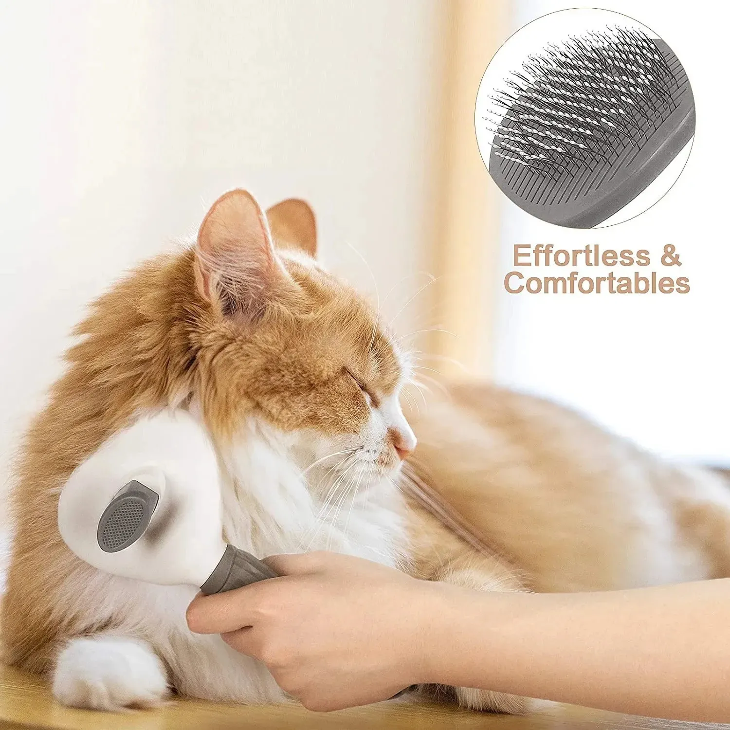 Pet Fur Remover Brush Plastic Self-Cleaning Dog Hair Detangler and ...