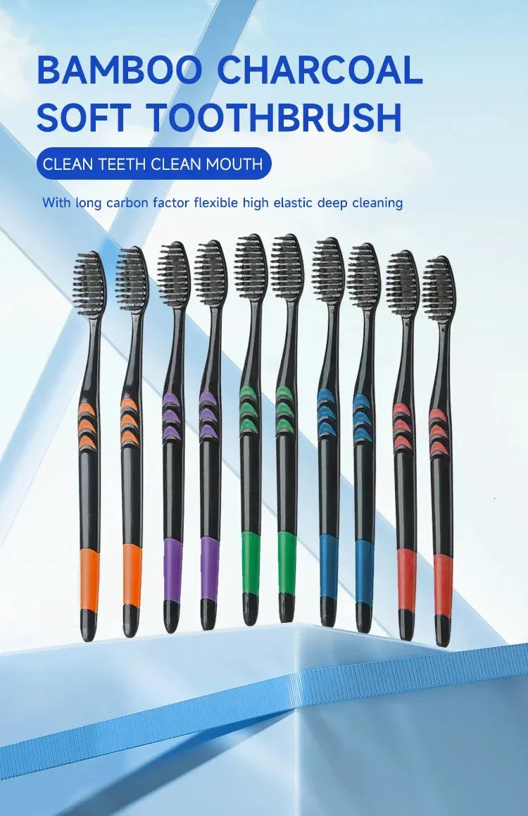 Bamboo Charcoal Soft Bristles Toothbrush Travel Carry Family Pack for ...
