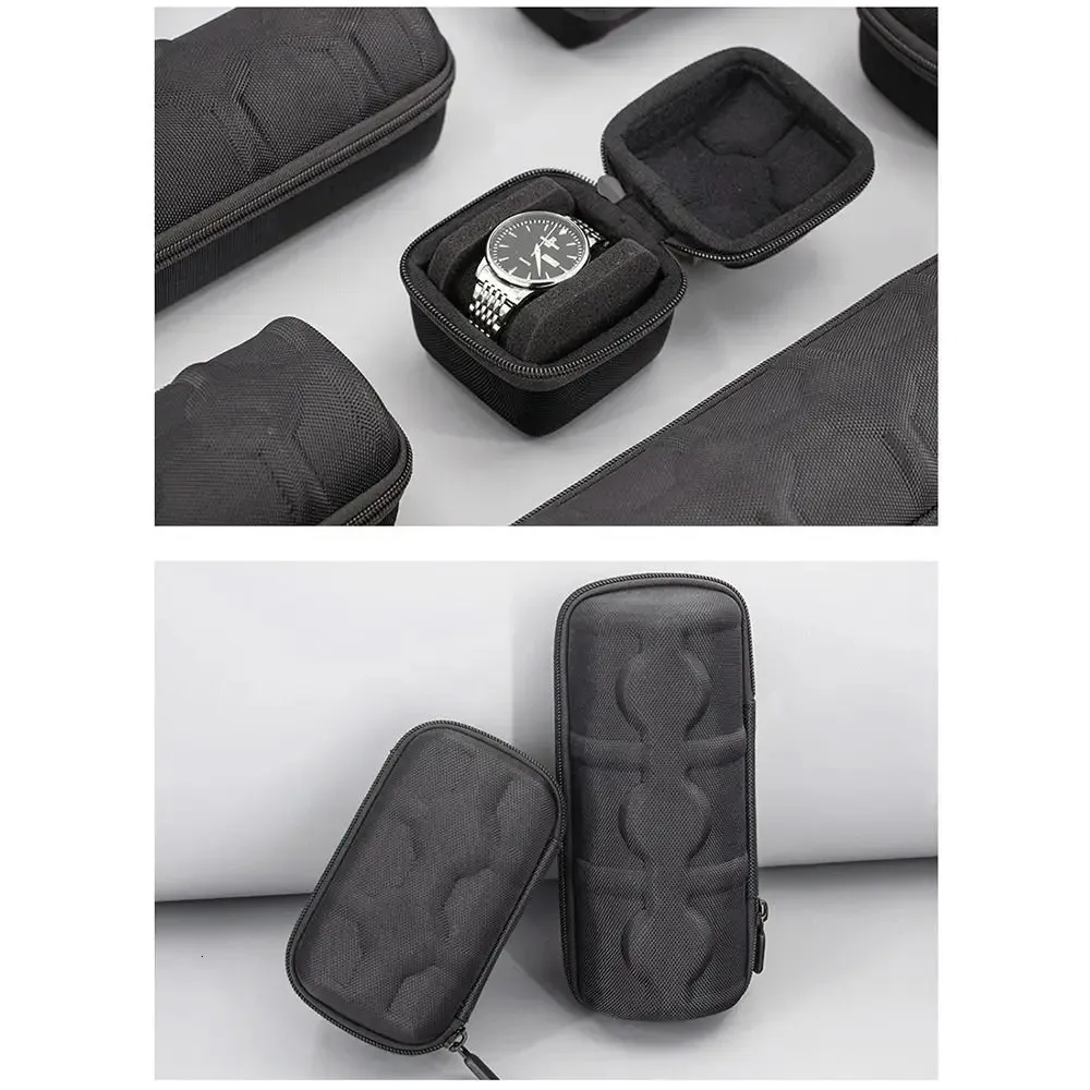 56 Slots Portable Watch Box Metal Zipper Closure Waterproof Antiscratch ...