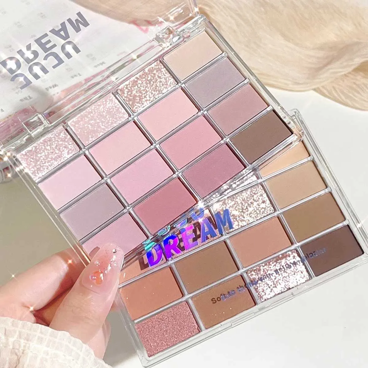 Korean Style Matte Glimmer Eye Shadow Palette Brown Nude Pink Daily ...