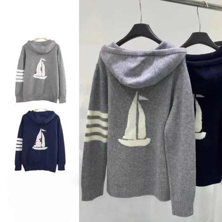 Striped Hooded Cardigan Sweater for Men, Loose Fit, Polyester, Autumn ...