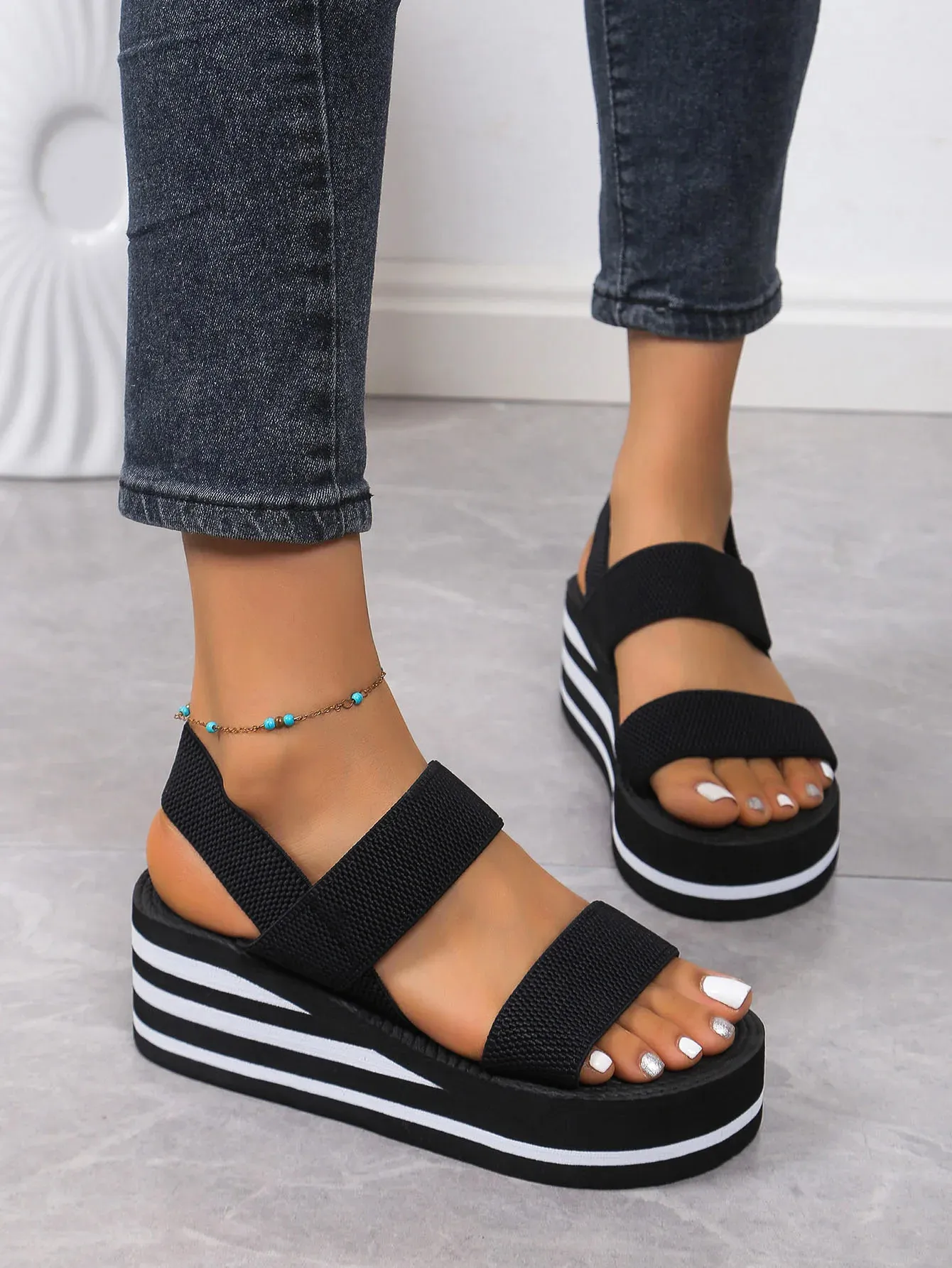 Minimalist Women's Slingback Wedge Sandals Lightweight Spool Heel ...