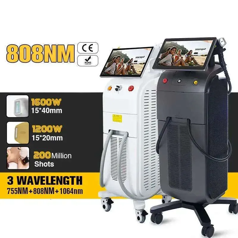 Big Power 1200W 1600W Diode Laser Hair Removal Machine with 808+755 ...