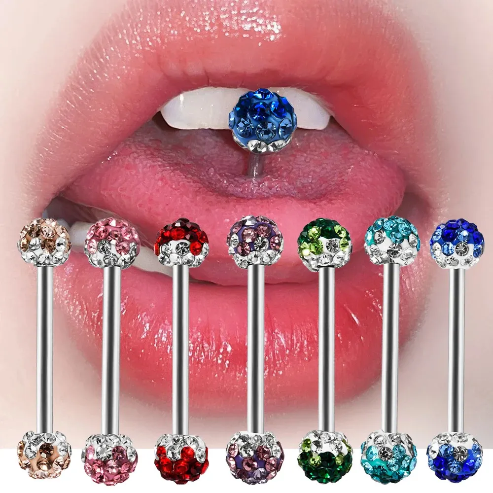 14G Steel Tongue and Nipple Barbell Piercing Jewelry with Gold Plating ...