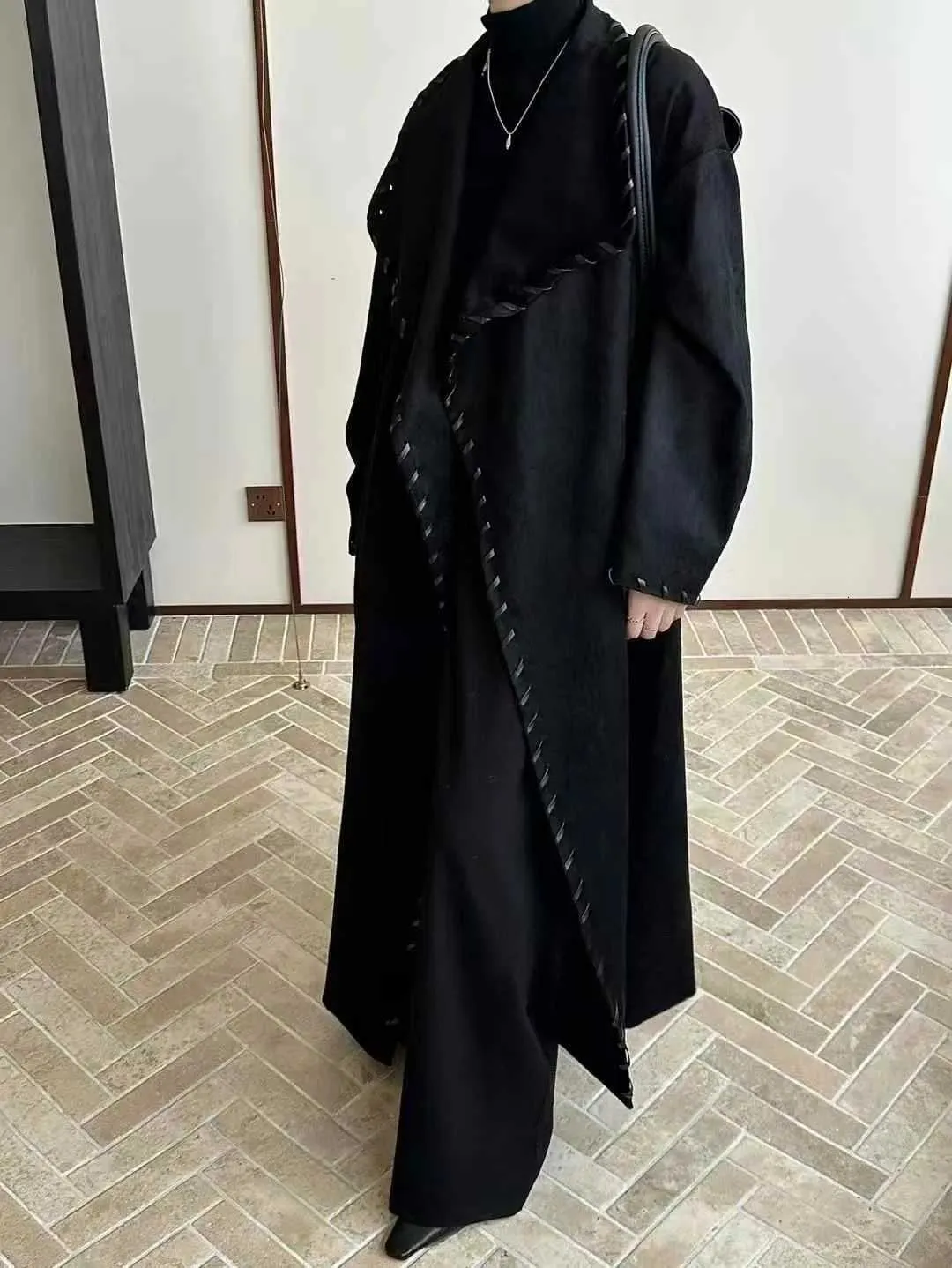 DNBS Women's Acetate Double-Breasted Scarf-Style Long Coat for Career ...