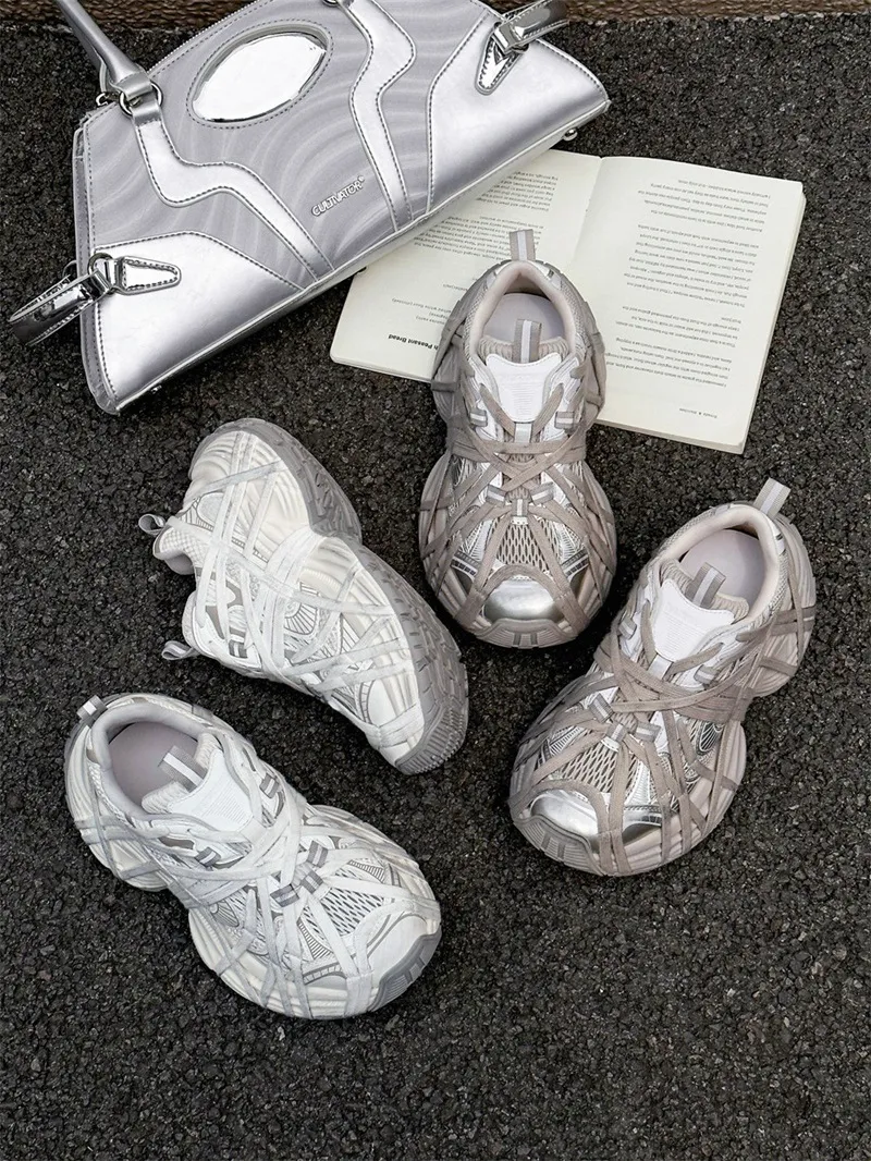 Paris Dad 3XL Extra Wide White Leather Platform Sneakers for Women with ...