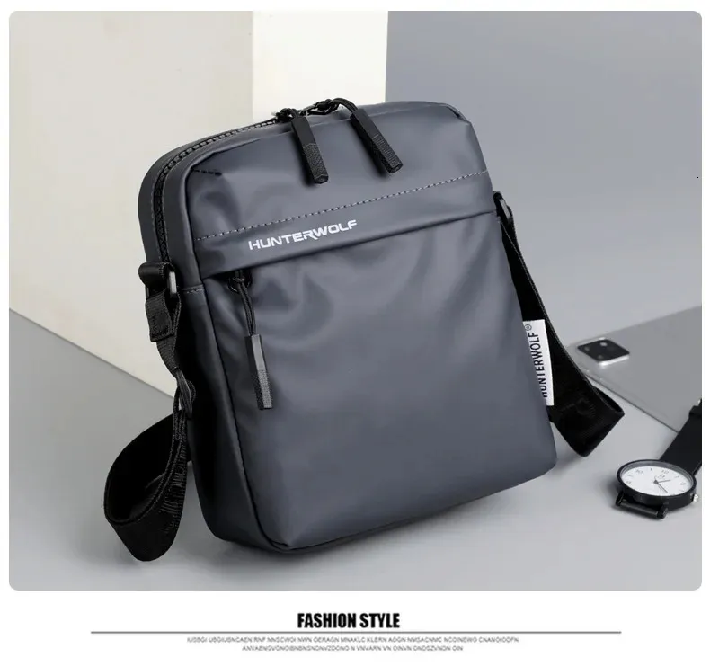 Men's Small PU Leather Mini Crossbody Bag with Zipper Closure for Daily ...