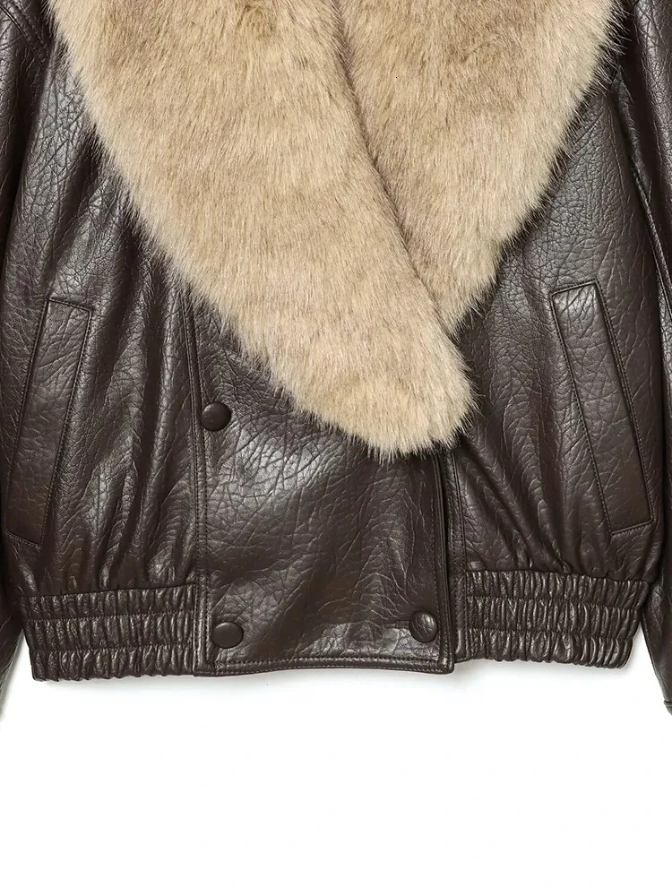 Vintage Women Faux Fur Collar Winter Jackets Loose Bat Sleeved ...