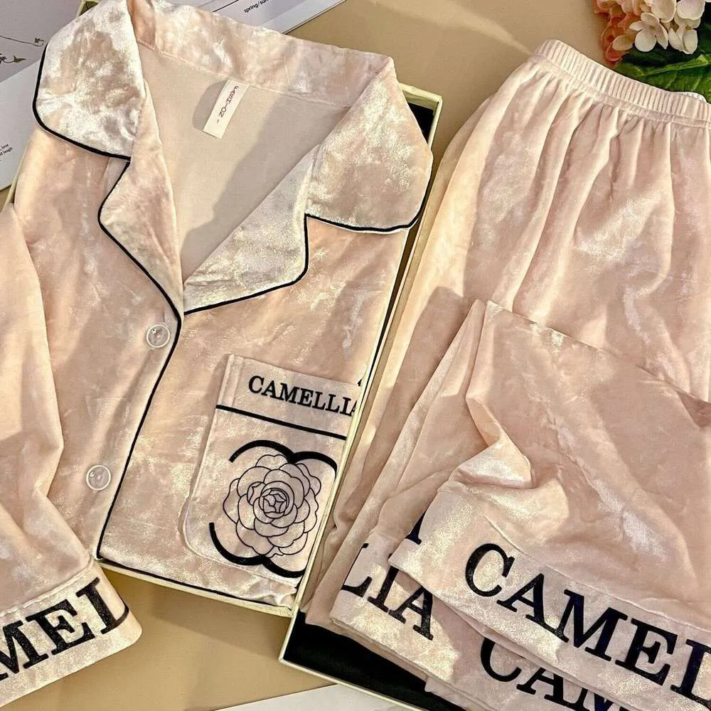 Velvet Long Sleeve Polyester Velour Pajamas Set for Women Plus Size ...